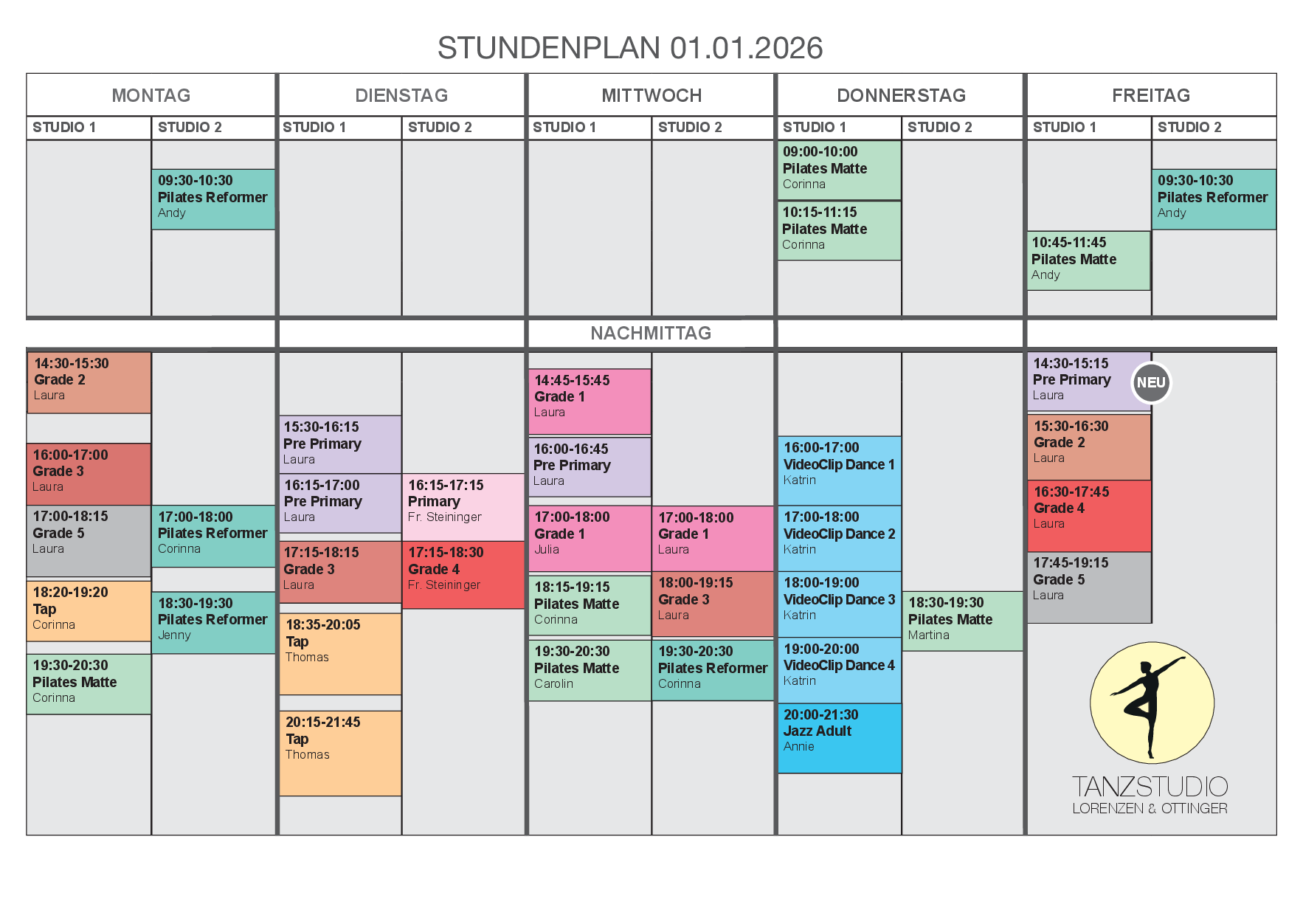 Unsere jeweils aktuellen Stundenpläne